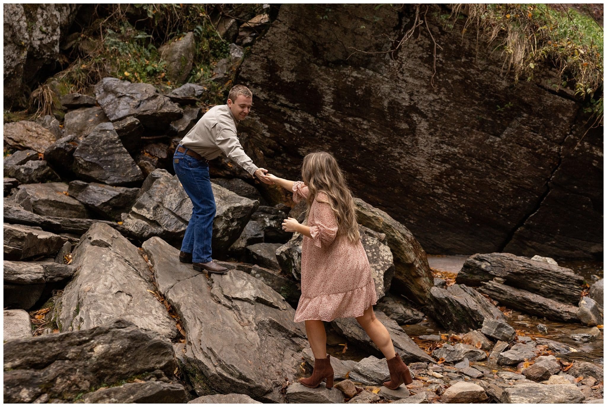 Waterfall Engagement Session in Brevard, NC