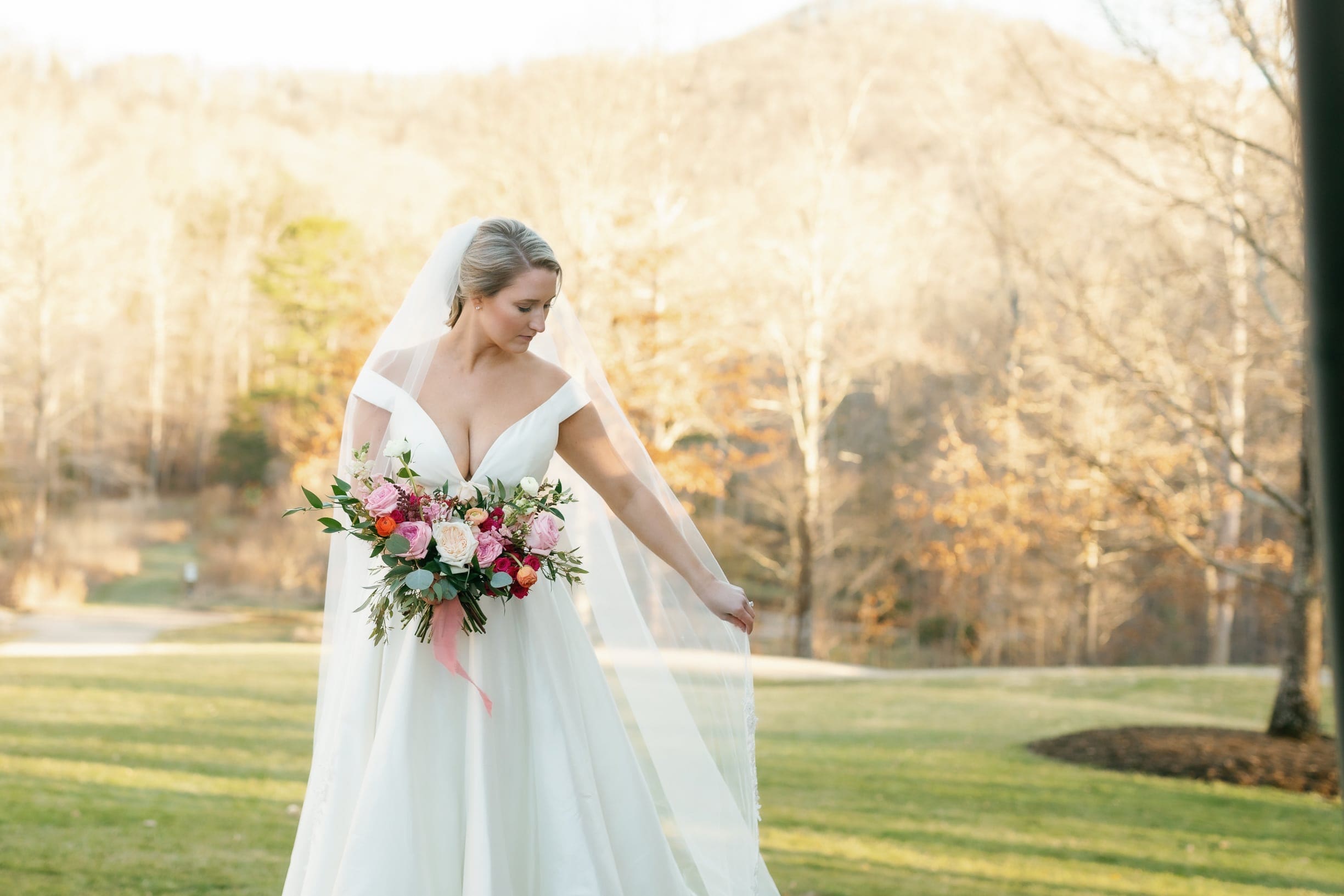 Winter Bridal Portraits at NC Arboretum